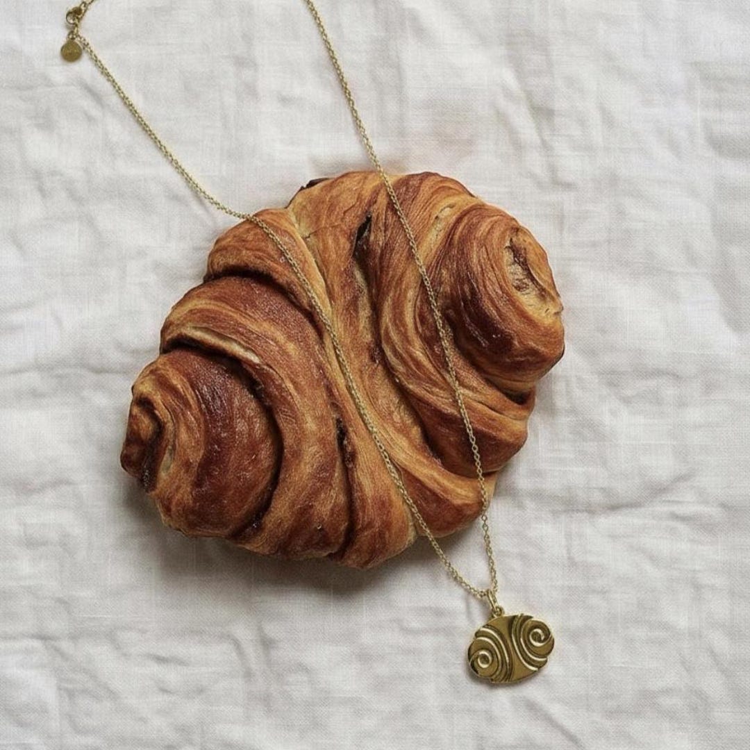Franzbrötchen Pastry Pendant Necklace, Hamburg Souvenir Jewelry ...