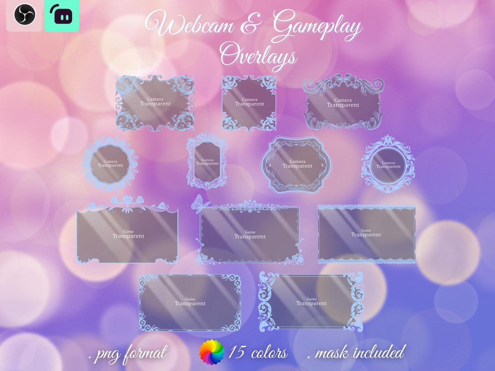 Webcam Overlay for Twitch - Webcam & Gameplay Frames Package | OBS ...