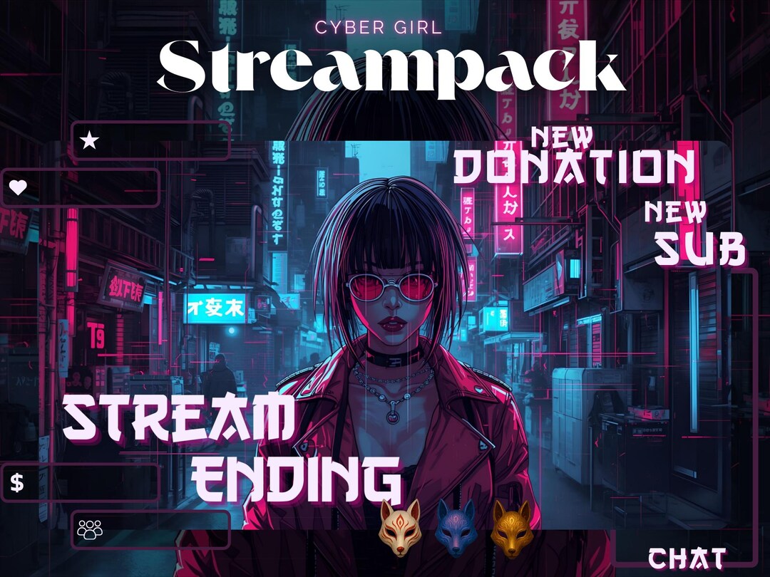 Cyber Girl Streampack - Twitch Overlays, Scenes, Badges, ... for Twitch ...