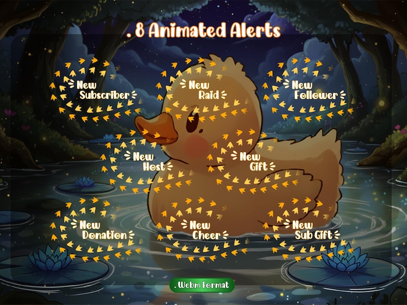 Duck Twitch Overlays - Ducky Pond Streampack, Scenes, Badges, ... for ...