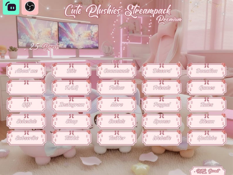 Twitch Overlay Cute Plushies Stream Package, Scenes, Badges, ... for ...