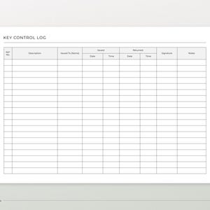 Key Control Log Printable | Office Key Tracking Sheet (PDF Download ...