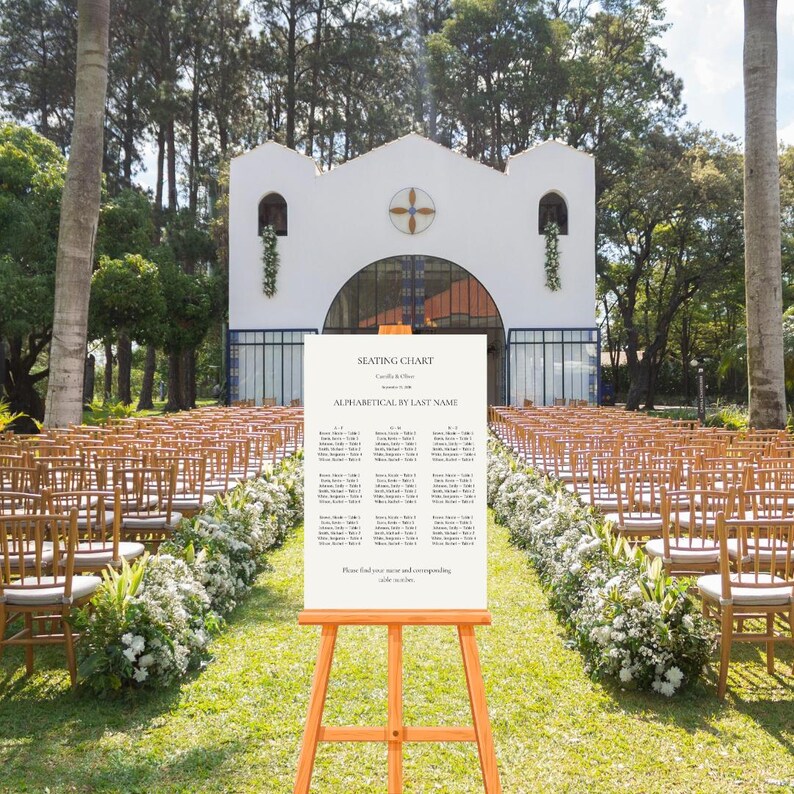 Wedding Seating Chart Template Editable in Canva, Large Wedding Table Chart, Minimal Modern ...