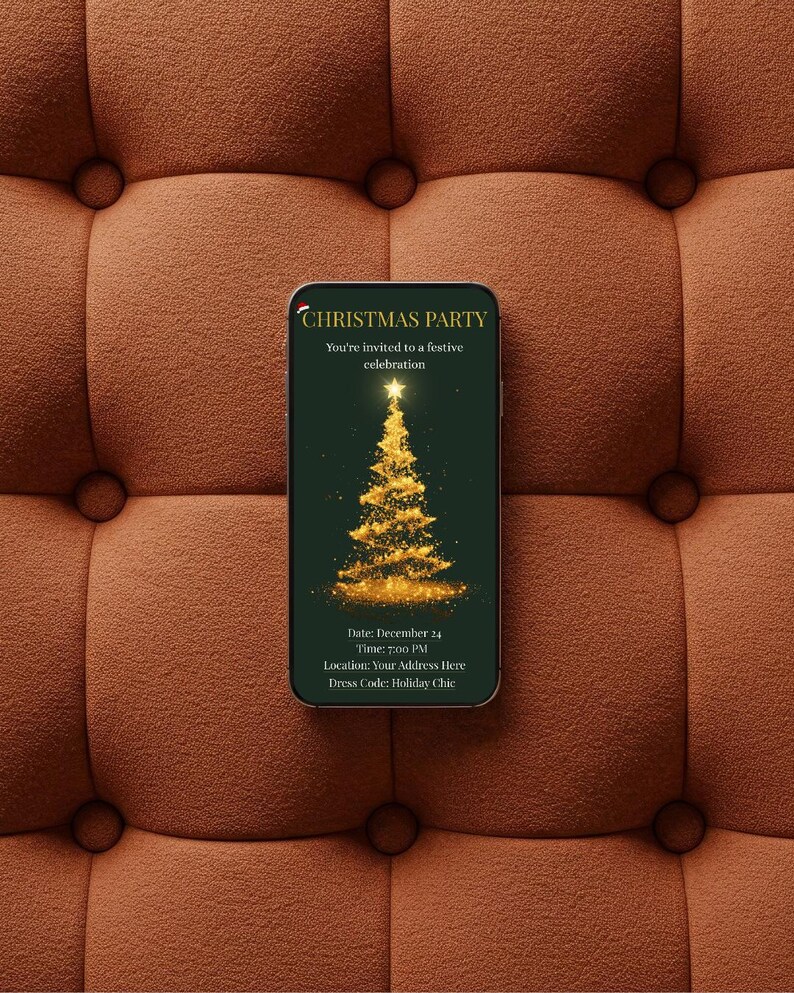 Animated Christmas Party Invitation Video Editable Canva Moss Green and ...
