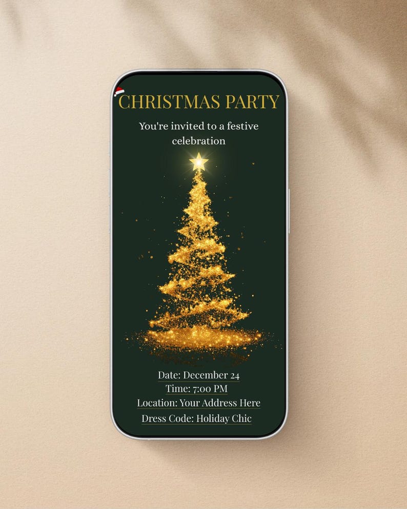 Animated Christmas Party Invitation Video Editable Canva Moss Green and ...