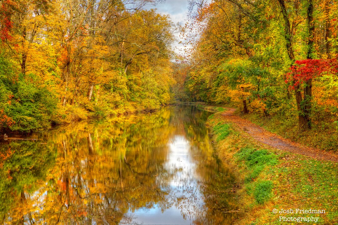 Delaware Canal Towpath Autumn Landscape Photograph Bucks County Fall ...