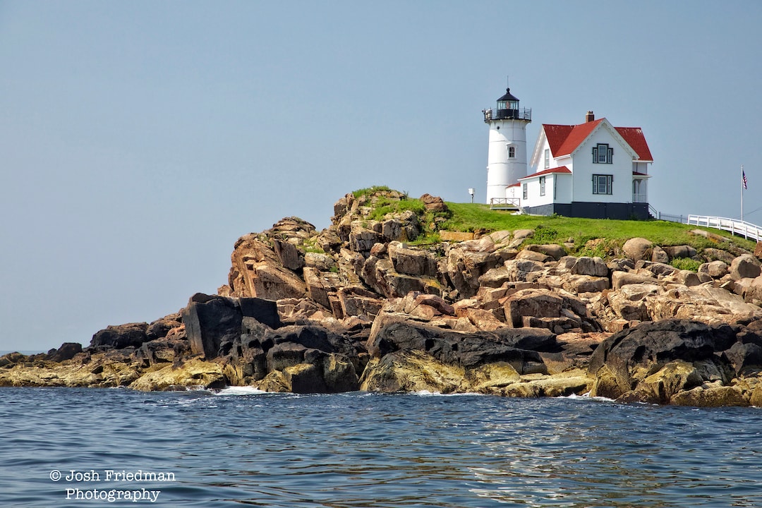 Nubble Lighthouse Cape Neddick Light Photograph York Ogunquit Maine Coastline Photography Rocky ...