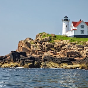 Nubble Lighthouse Cape Neddick Light Photograph York Ogunquit Maine Coastline Photography Rocky ...