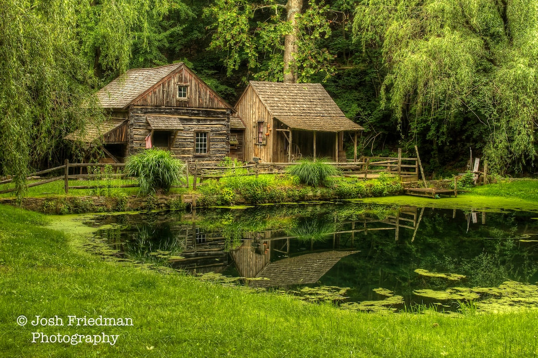 Cuttalossa Farm, Landscape Photograph, Spring, Pond, Reflection, Bucks ...