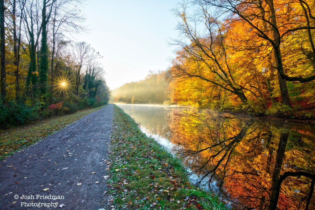 Delaware Canal Towpath Autumn Sunrise Landscape Photograph Bucks County ...