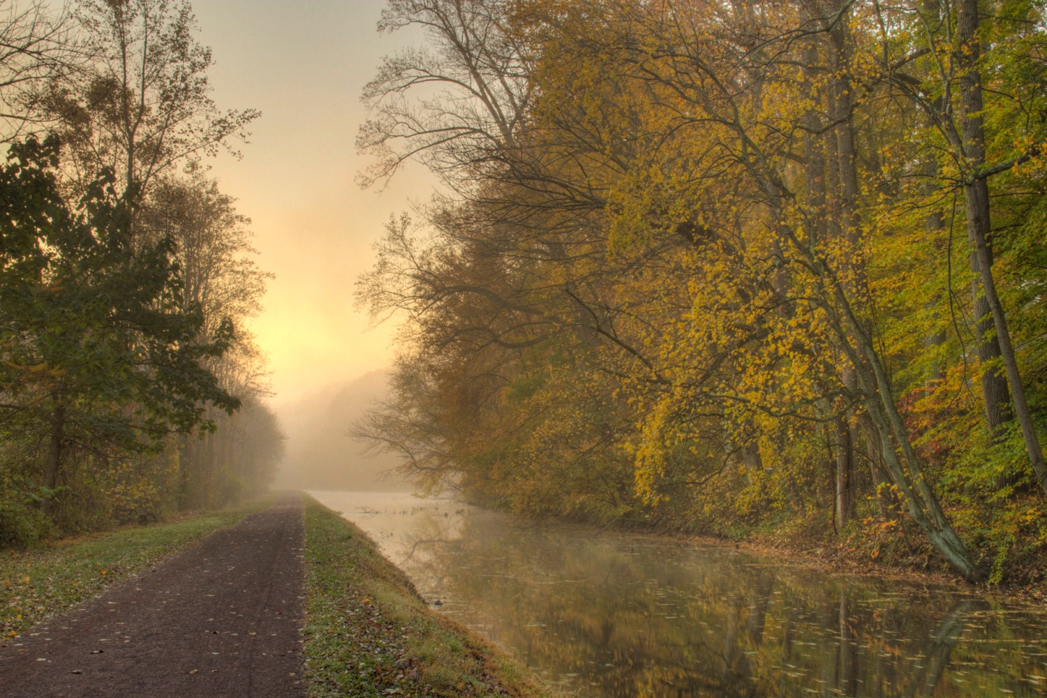 Delaware Canal and Towpath Landscape Photograph Autumn Morning Light ...
