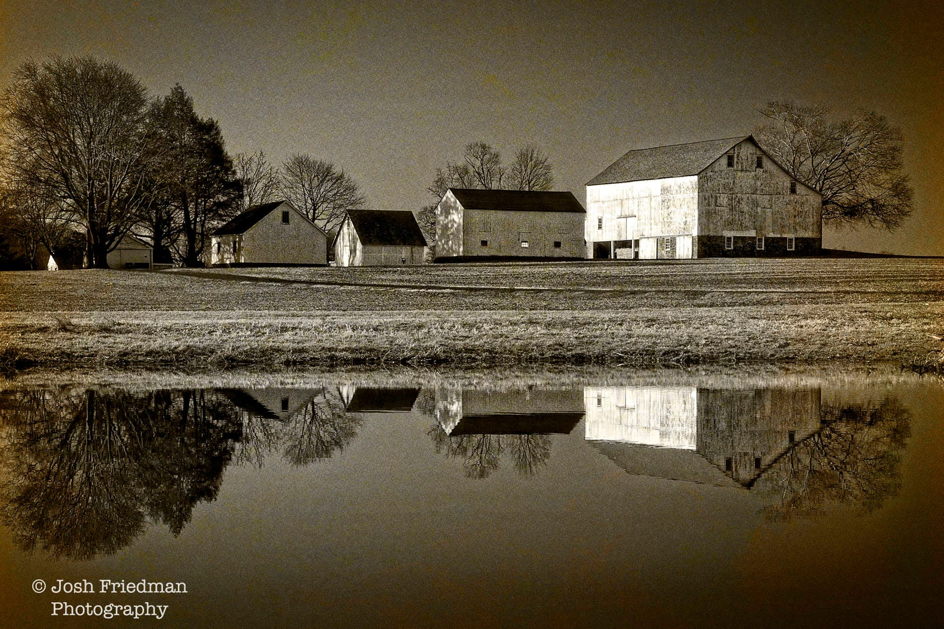 Patterson Farm Reflection Photograph Sepia Farm Photography | Etsy