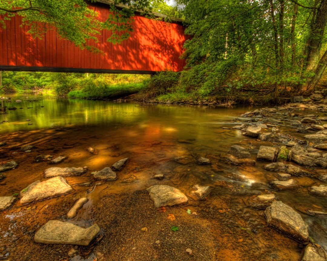 Pine Valley Covered Bridge in Summer, Landscape Photograph, Rustic ...