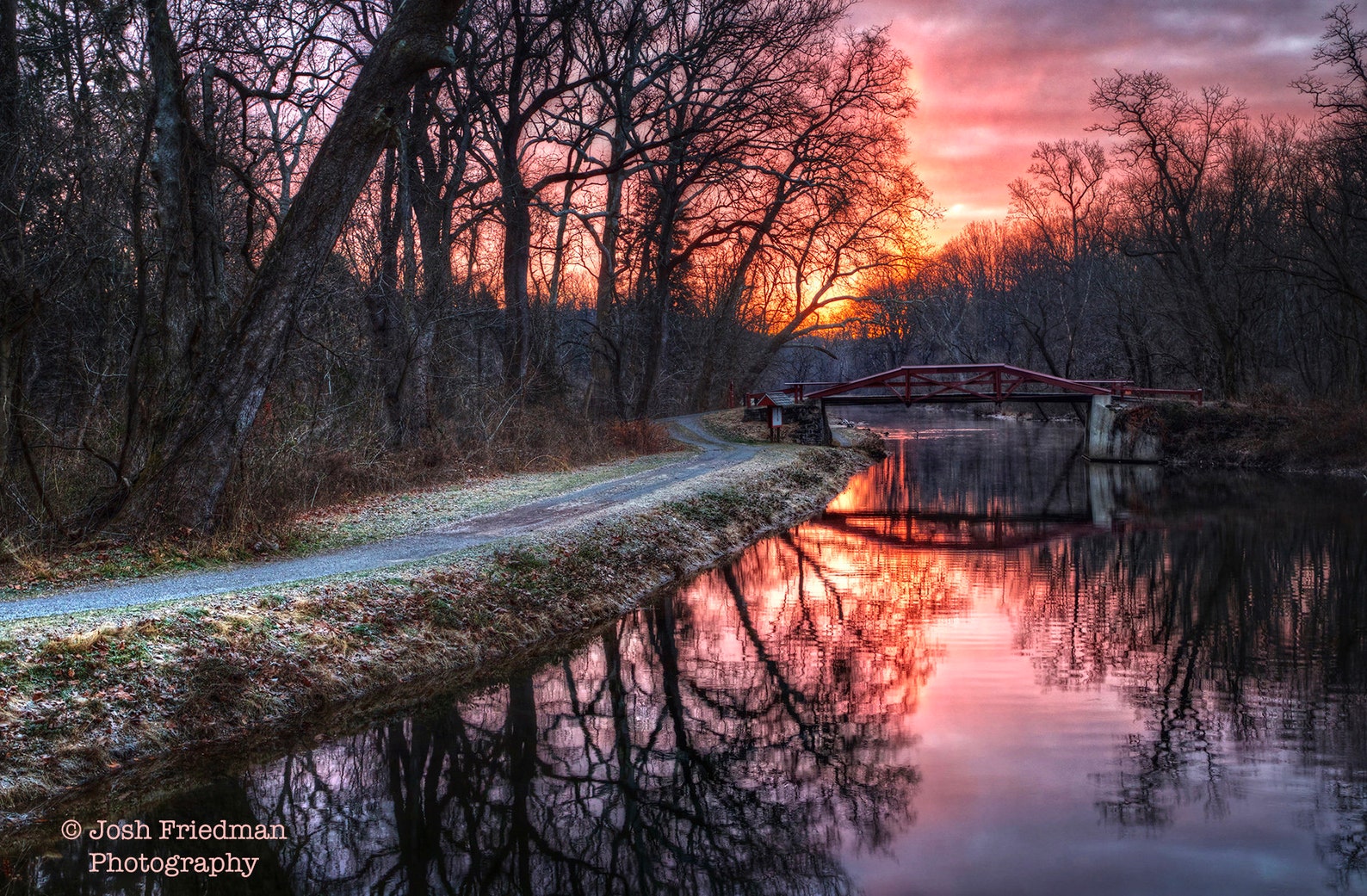 Delaware Canal and Towpath Sunrise Photograph Reflection Bucks | Etsy