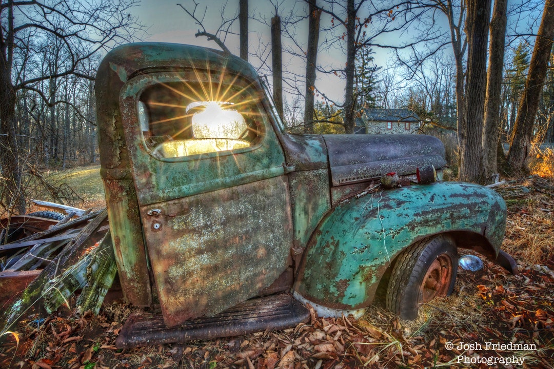 Rusty Truck Sunrise Photograph International Harvester Abandoned Green ...