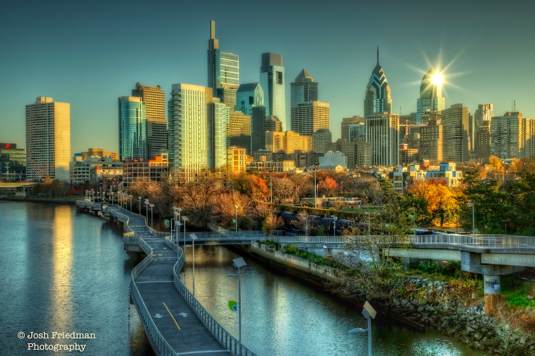 Philadelphia Skyline Photograph Morning Light Sunburst Autumn Philly ...