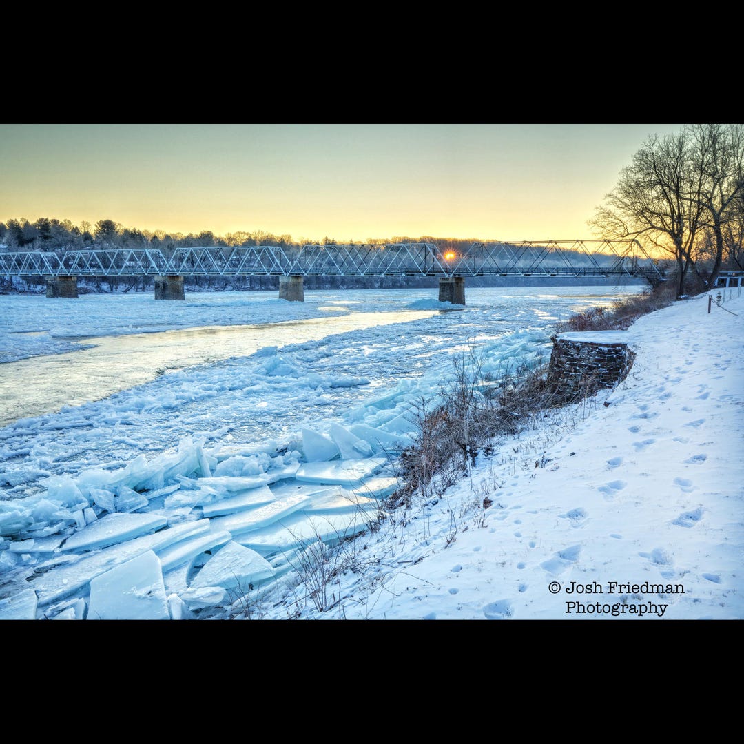 Washington Crossing Bridge Frozen Delaware River Photograph Winter ...