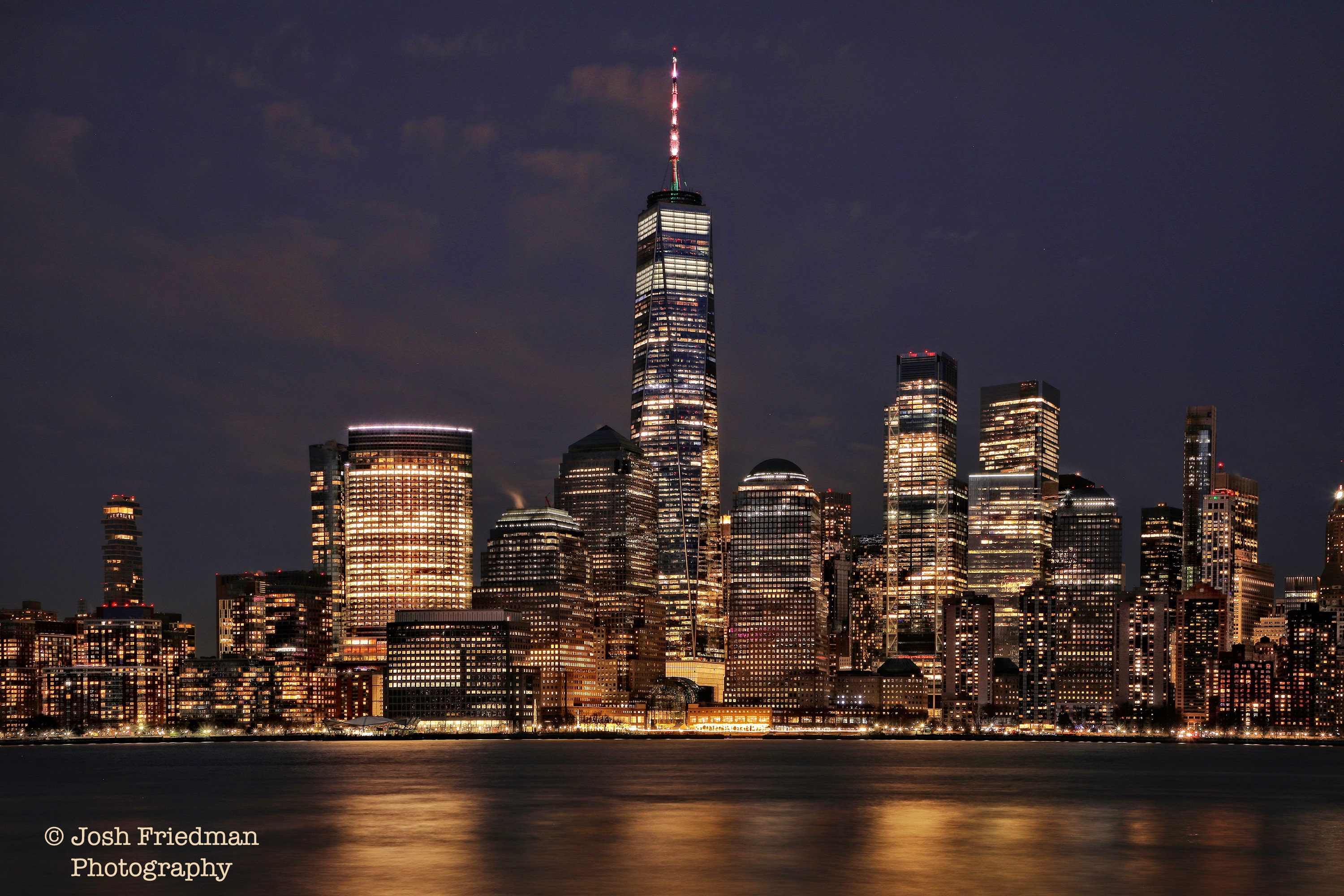 Night Skyline Freedom Tower Nyc Downtown New York City Skyline @ Night
