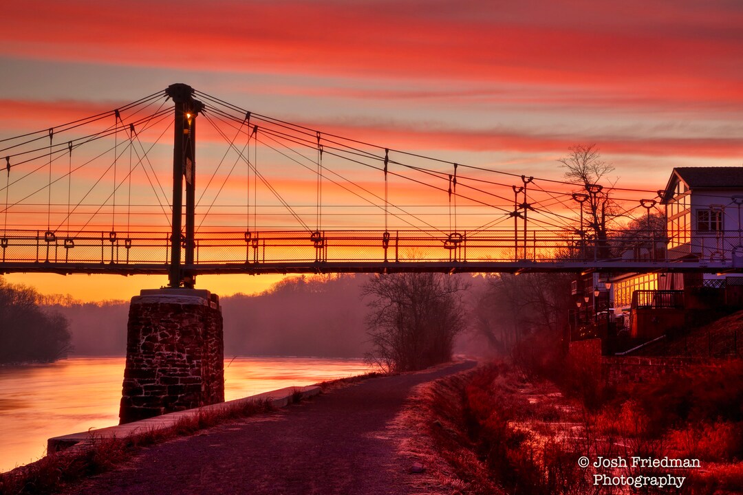Lumberville Raven Rock Bridge Sunrise Photograph Delaware River Black ...