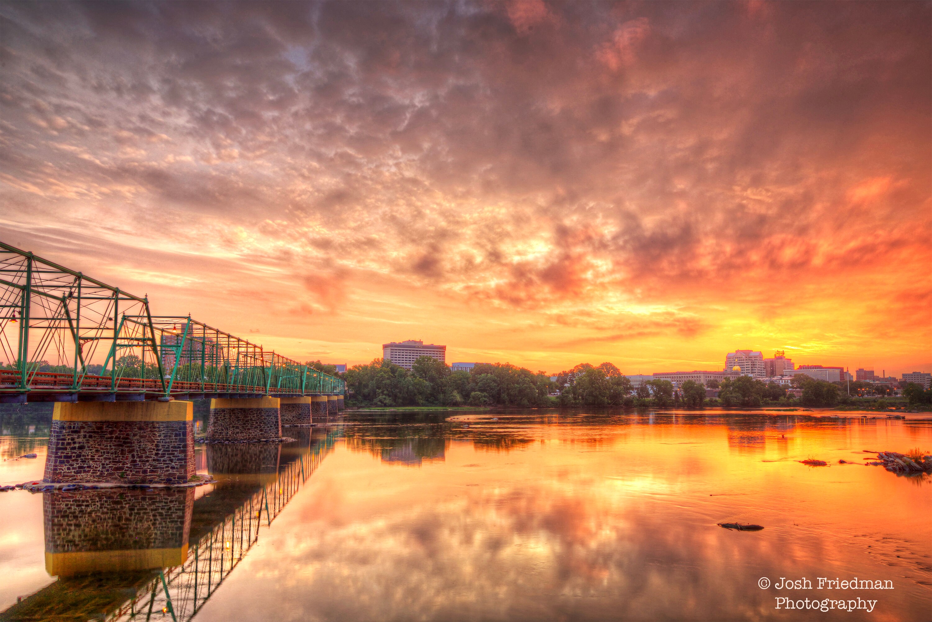 Calhoun Street Bridge Delaware River Sunrise Landscape | Etsy