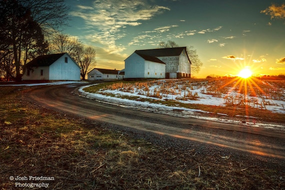 Patterson Farm Sunset Winter Landscape Photograph Snow Yardley | Etsy