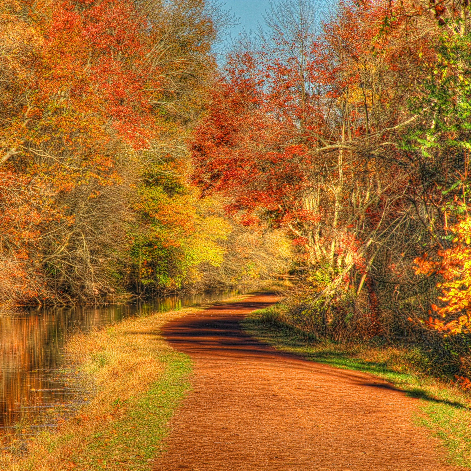 Delaware Canal and Towpath Autumn Landscape Photograph Trees - Etsy