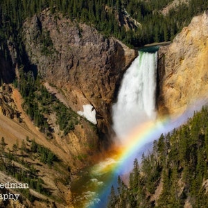 Lower Yellowstone Falls With Rainbow Landscape Photograph Yellowstone ...