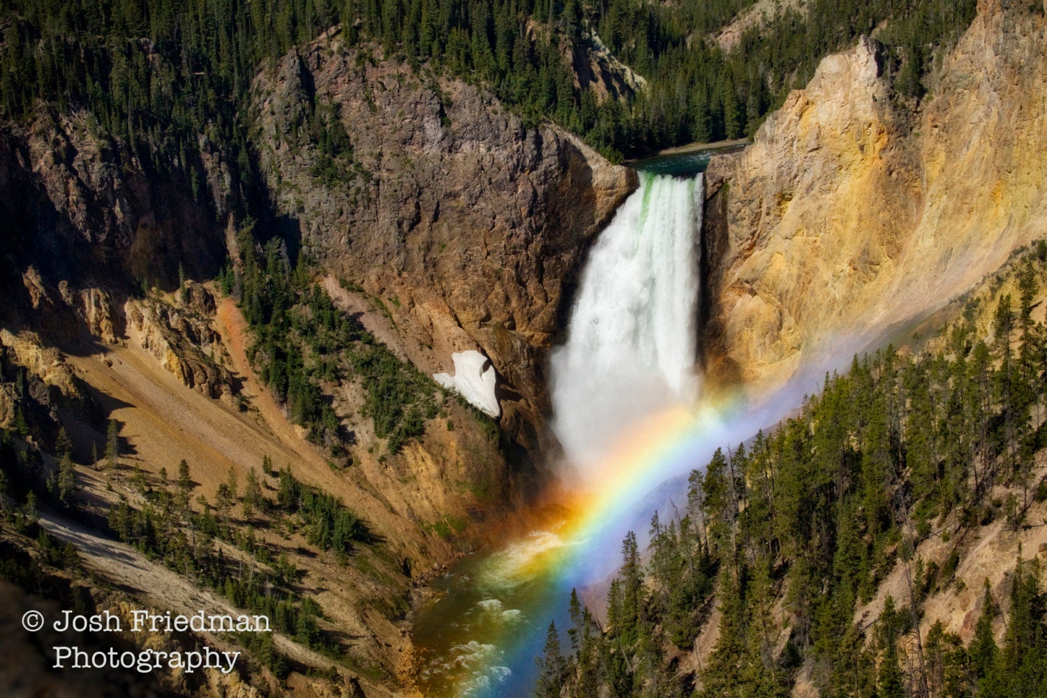Lower Yellowstone Falls With Rainbow Landscape Photograph Yellowstone ...