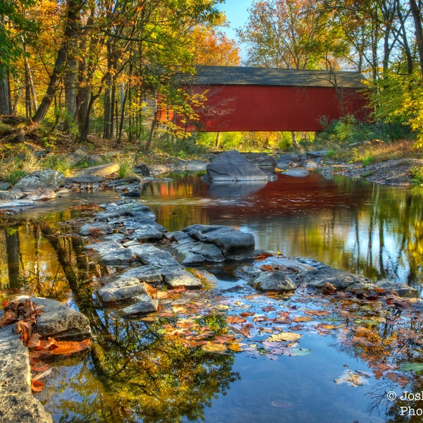 Red Covered Bridge - Etsy