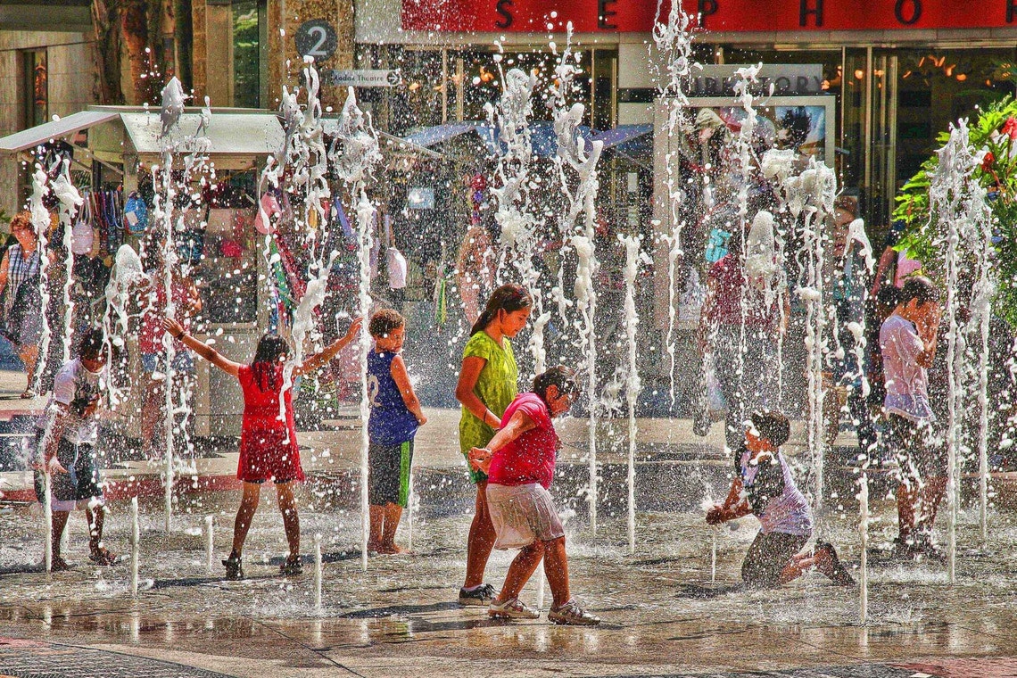 Children Playing in Fountain Color Photograph Joy Happy Summer Fine Art ...