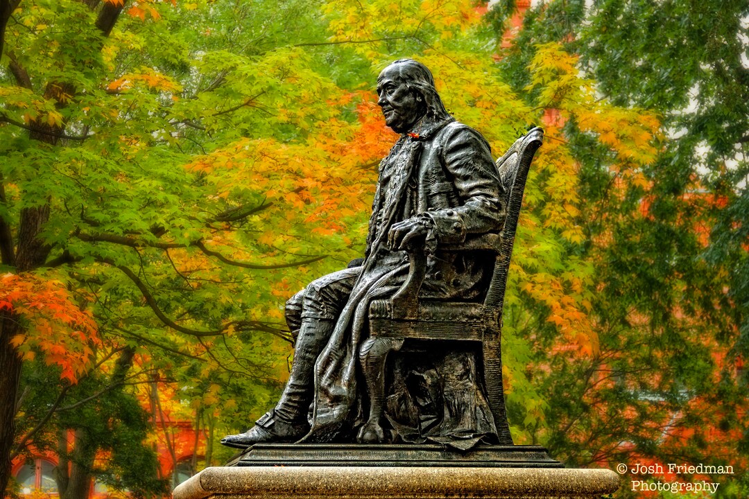 University of Pennsylvania Ben Franklin Statue Photograph Autumn Fall ...