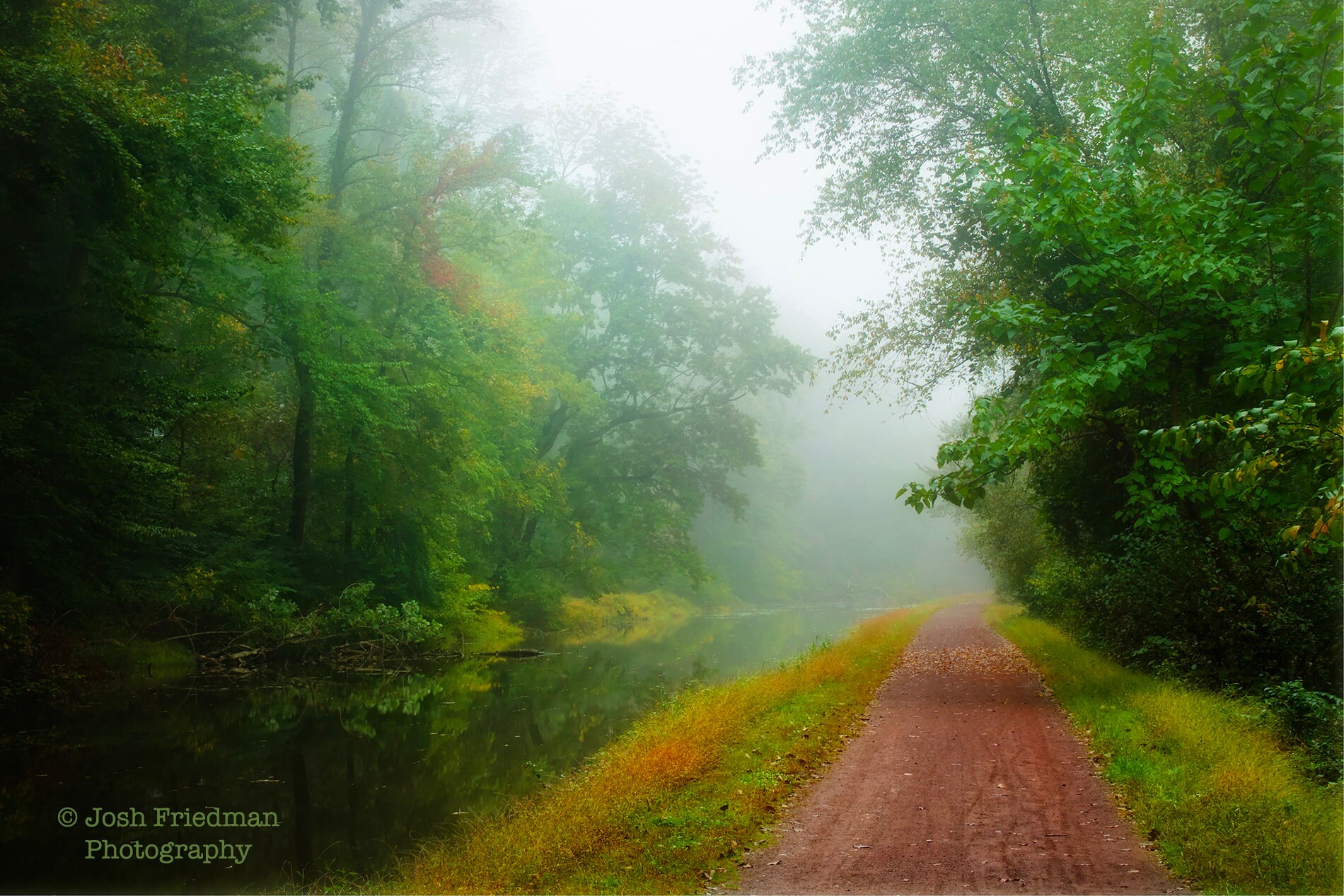 Delaware Canal and Towpath in Autumn Fog Landscape Photograph - Etsy