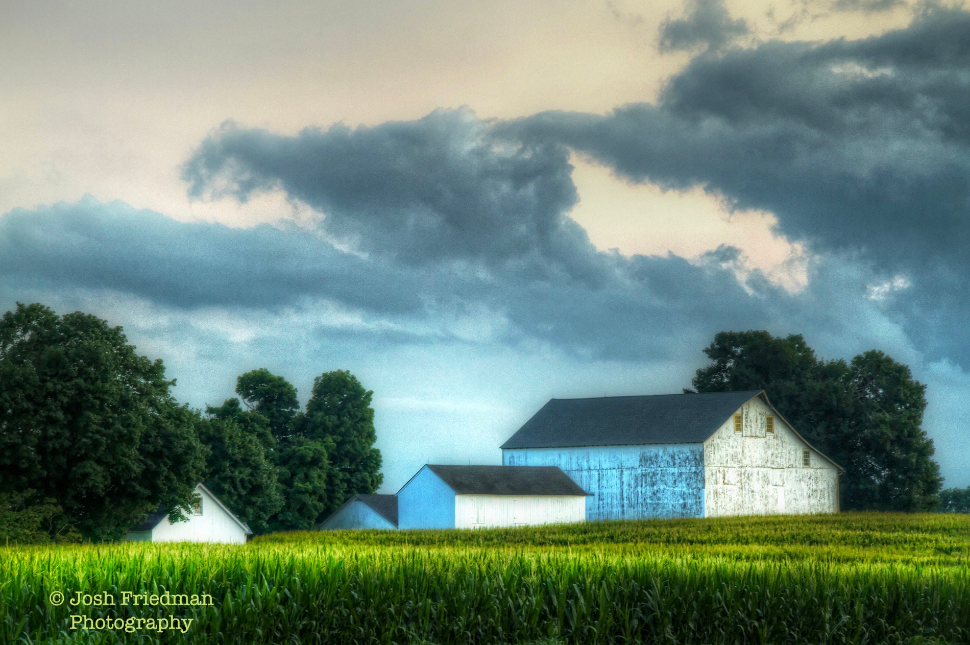 Patterson Farm with Cornfields and Evening Clouds Landscape | Etsy