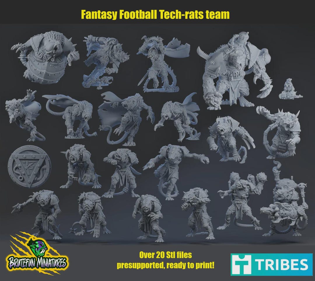 Brutefun Miniatures - Fantasy Football - Techrats Team - Etsy
