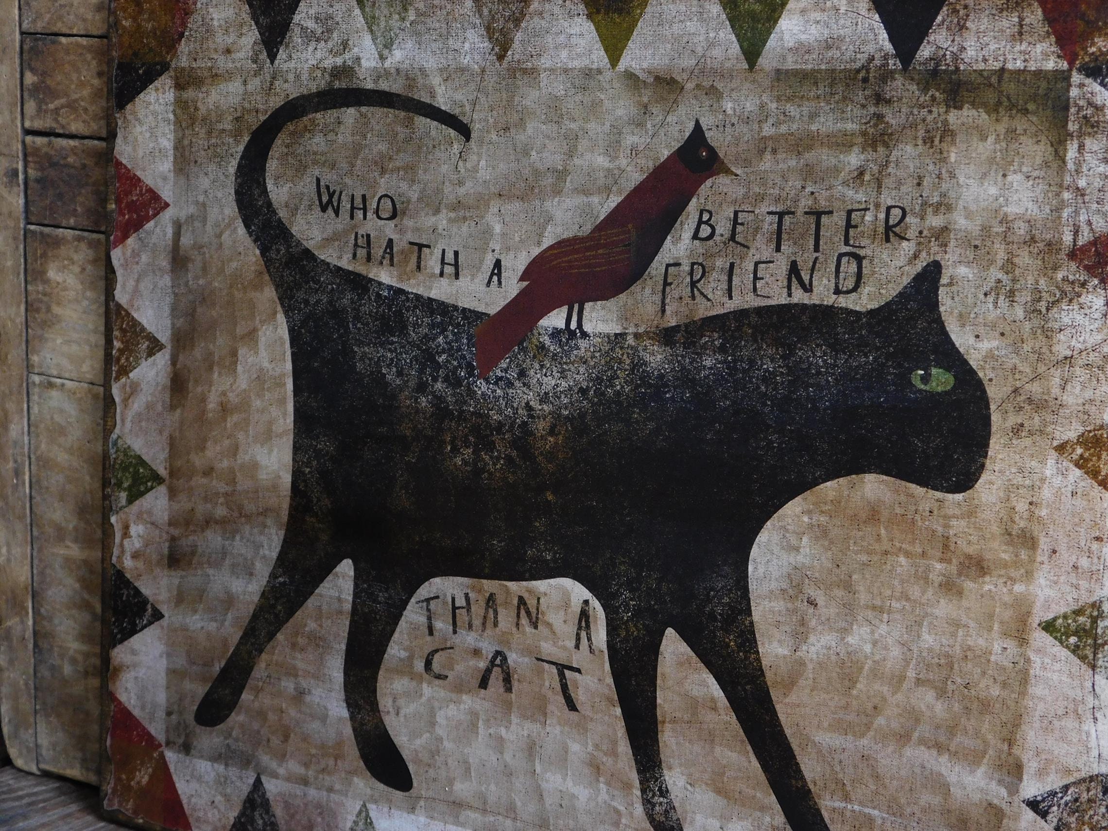 Primitive Folk Art Cat Sign Art Wall Hanging - Etsy