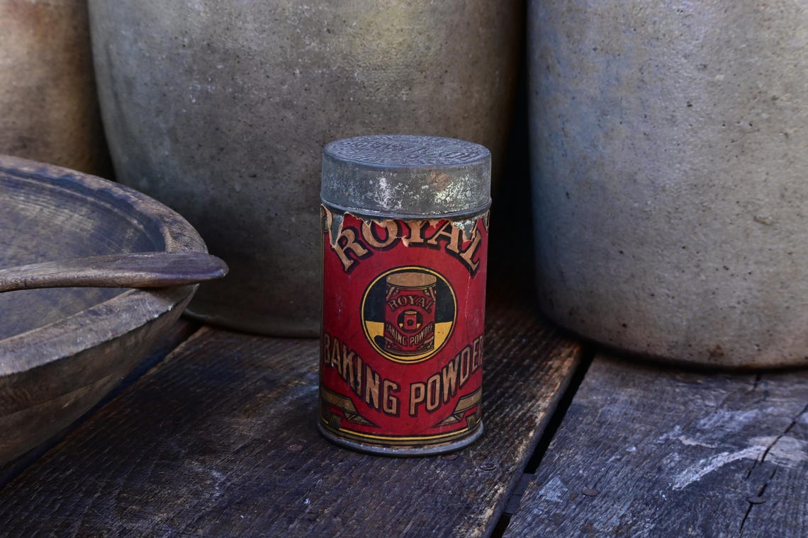 Antique Early Royal Baking Powder Tin Can, Red Paper Label Spice Tin, 6 ...
