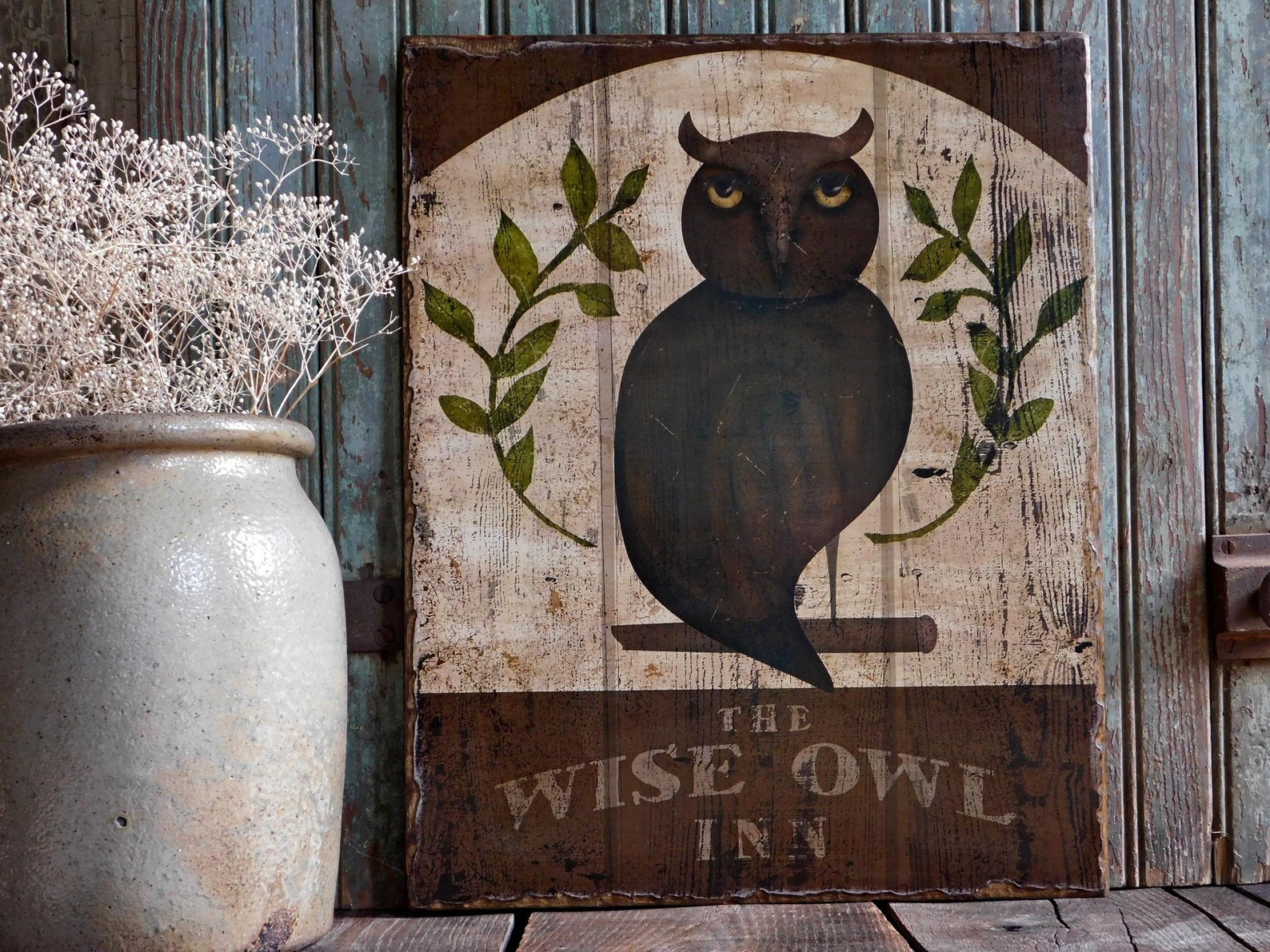 Primitive Owl Folk Art Trade Sign Wall Hanging Wooden Tavern - Etsy