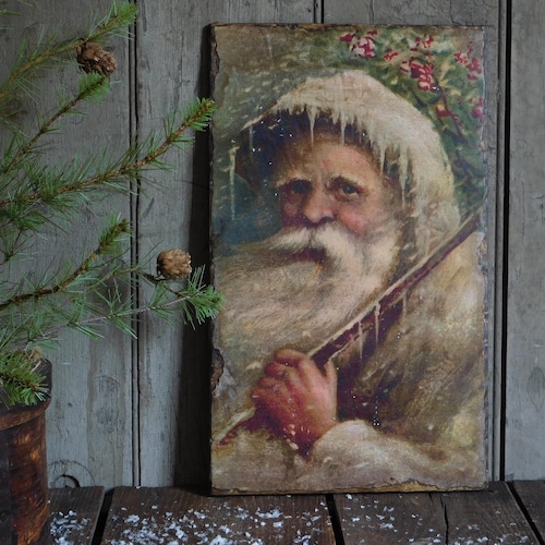 Handmade Old World Primitive Santa Wall Hanging Print Country - Etsy