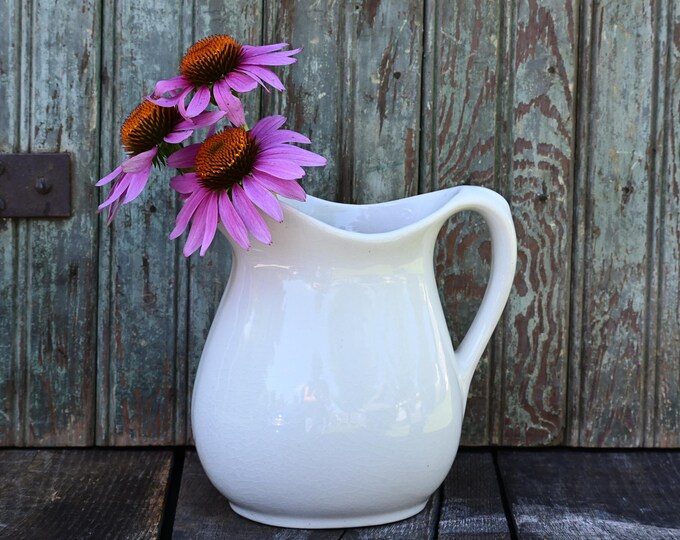 Vintage White Ironstone Pitcher, Medium Size Milk Creamer Pitcher - Etsy