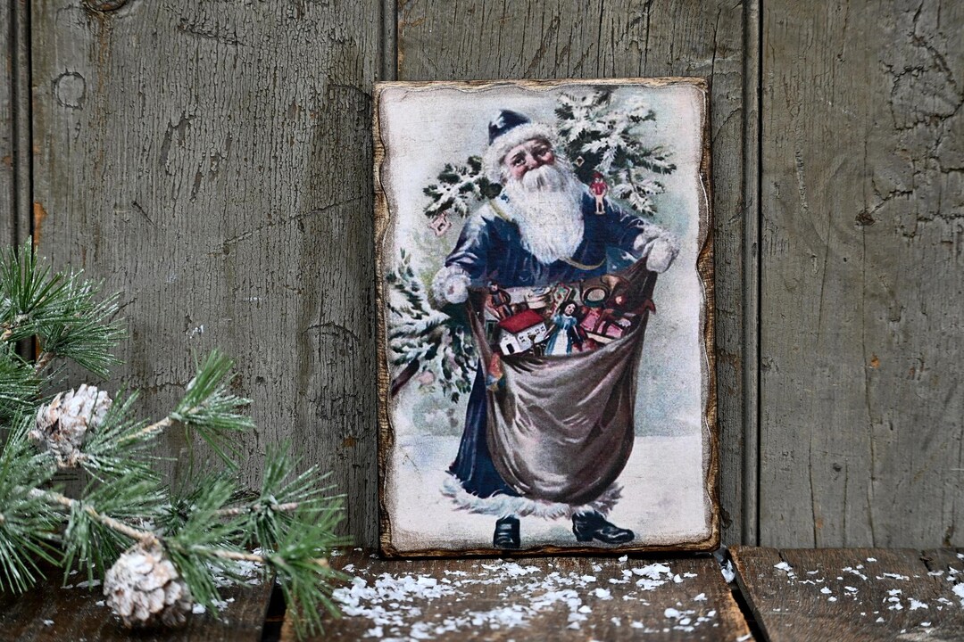 Primitive Christmas Santa Wooden Sign - Etsy