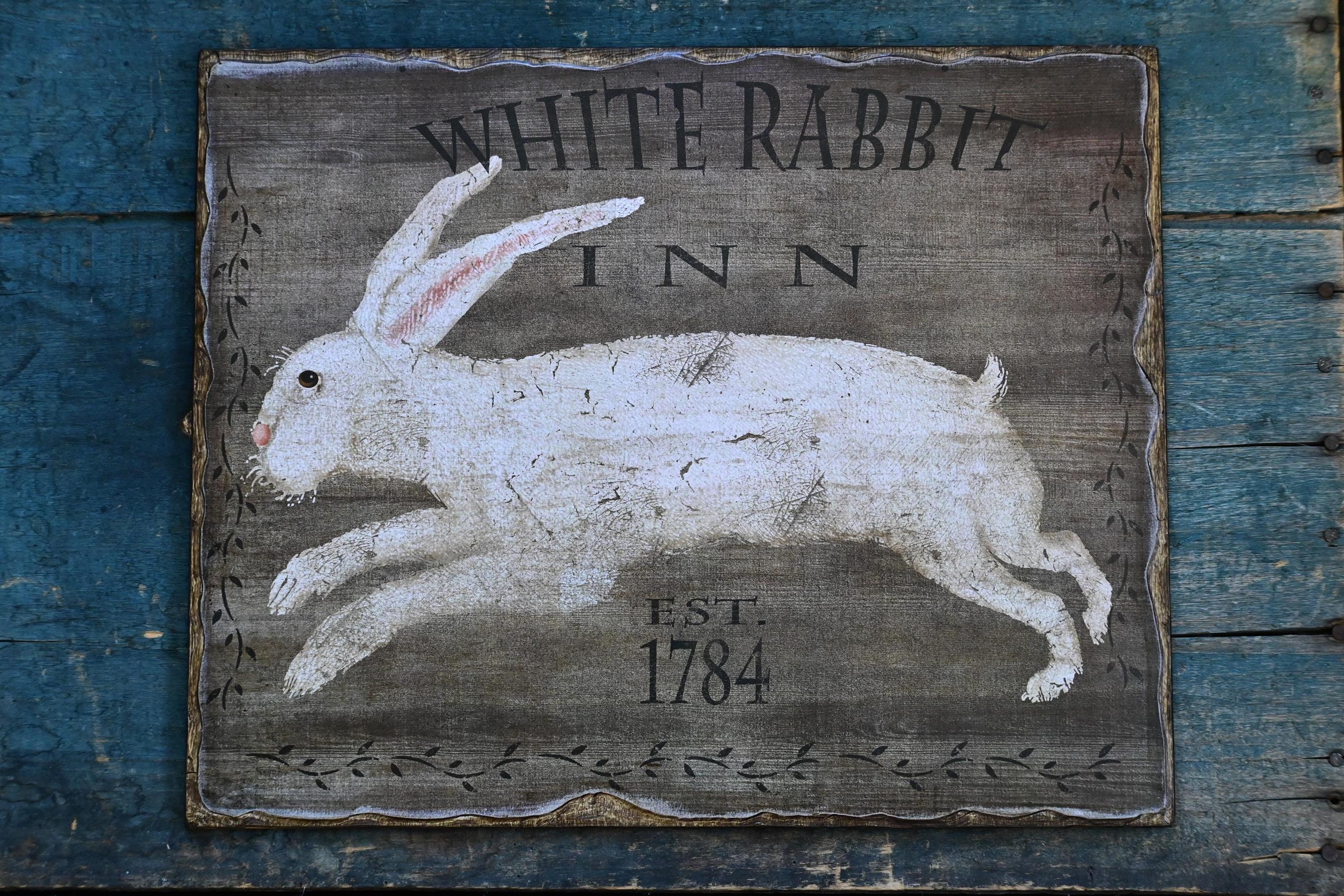 Handmade Large Rustic Easter Rabbit Wooden Sign, Primitive Folk Art ...