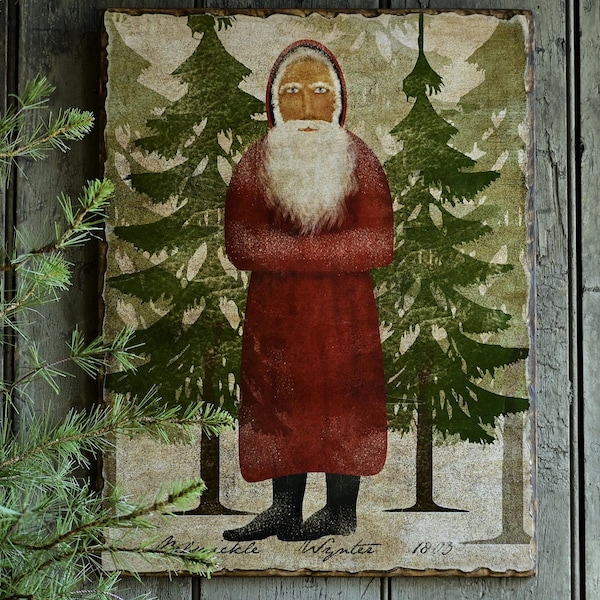 Folk Art Santa - Etsy