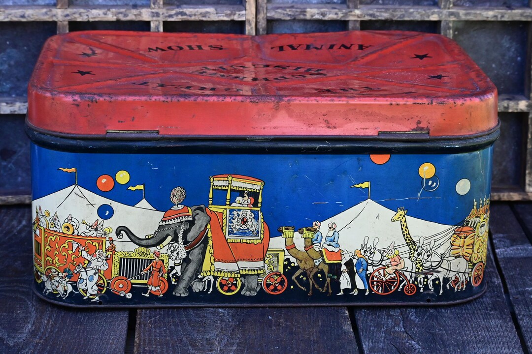 Vintage Circus Animal Show Biscuit Tin, Nursery Decor - Etsy