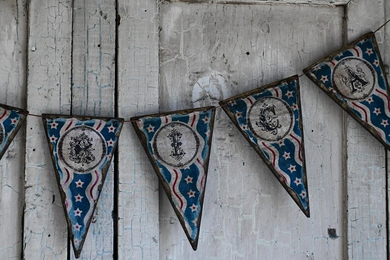 Primitive America Flag Bunting Stars And Stripes Garland Etsy