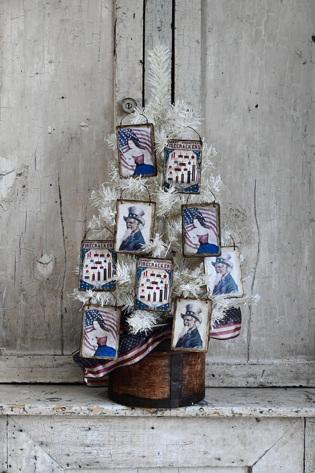 Primitive Americana Lady Liberty, Uncle Sam and Antique Firecracker ...