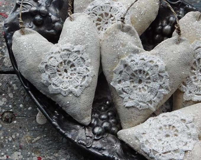 Primitive Valentine Hearts Romantic Rustic White Heart - Etsy