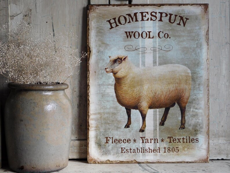 Large Primitive Sheep Wool Co. Sign Wooden Wall Sign - Etsy