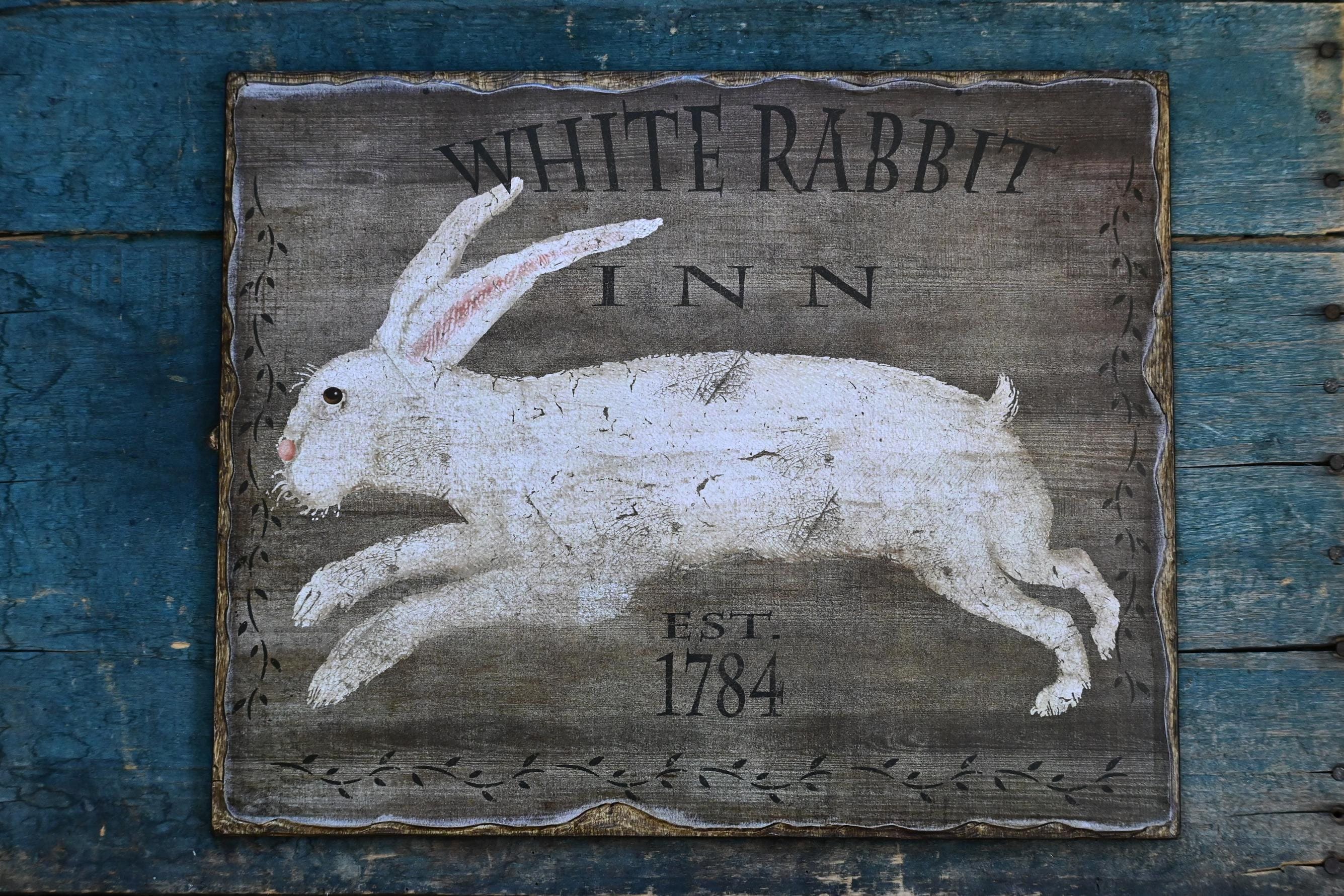 Handmade Large Rustic Easter Rabbit Wooden Sign, Primitive Folk Art ...