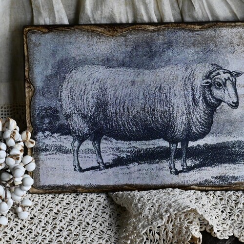 Primitive Woolen Sheep Wooden Sign - Etsy