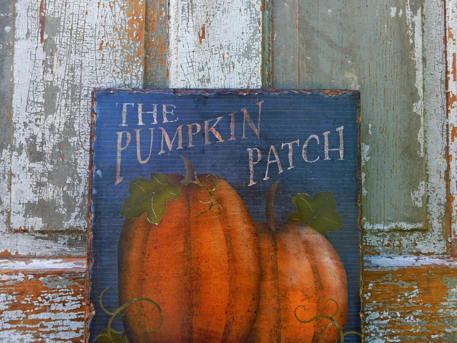Primitive Folk Art Pumpkin Patch Wall Hanging Wooden Sign - Etsy